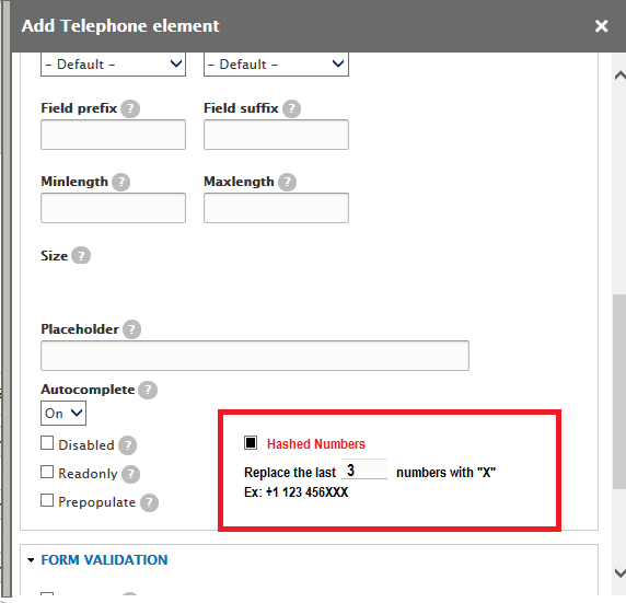 Add an option for hashed telephon number (123XXX) [#3000560] | Drupal.org